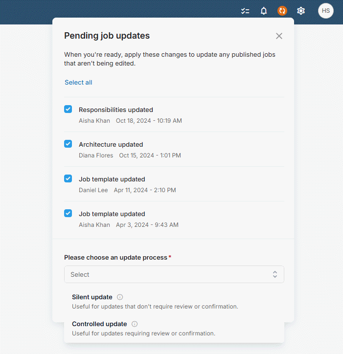 Job updates in Quinto