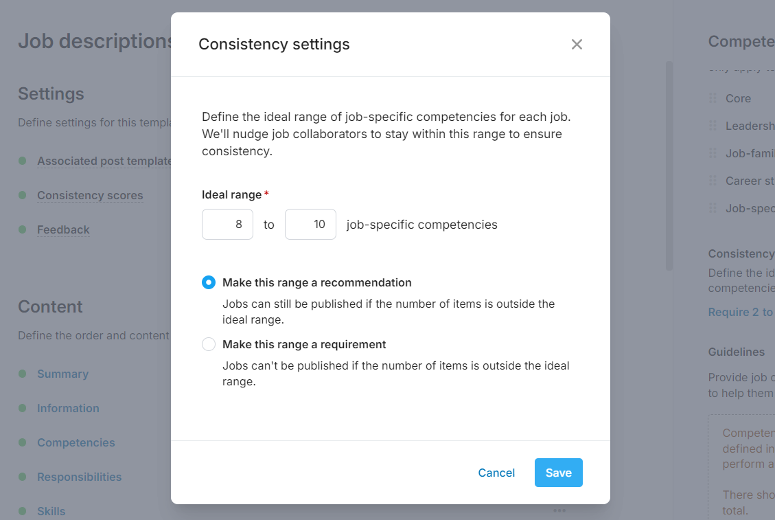 Consistency scores and guidelines