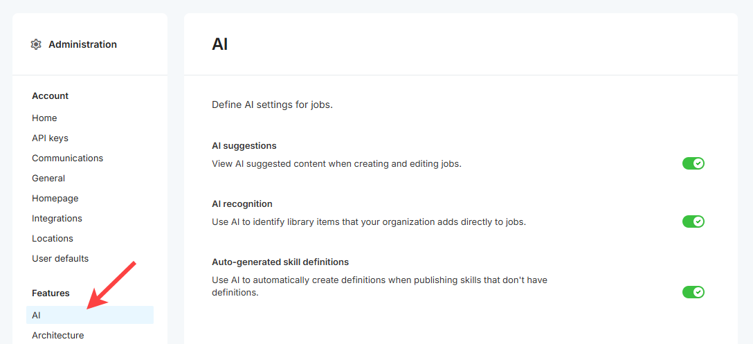 Manage AI settings