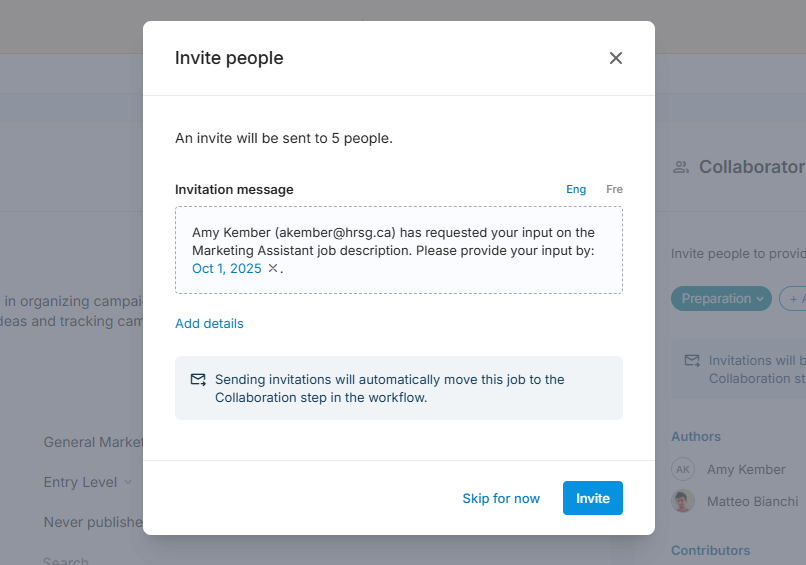 Invite and manage job collaborators